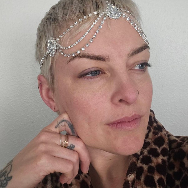 1920s Style FULLY Beaded RED Fringe FLAPPER Head Cap Skull Headpiece ...