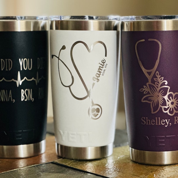 Nurse YETI, Personalized 20 Oz YETI, Custom Stainless Steel Yeti ...
