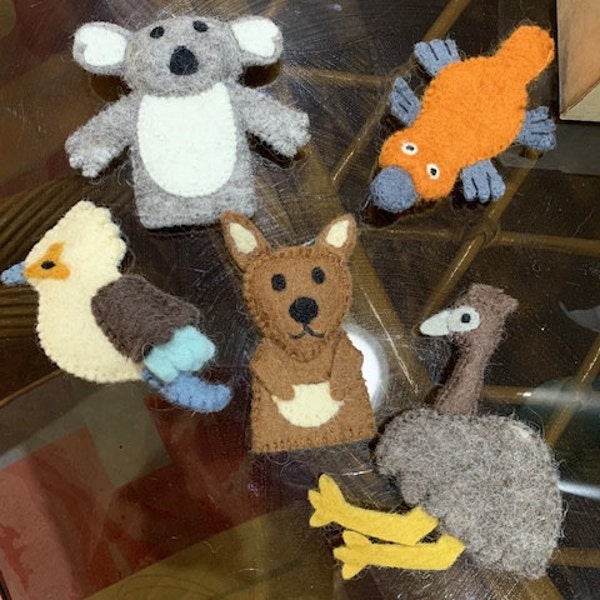 Australian Animals Finger Puppets Set | Kangaroo, Koala, Platypus, Emu ...
