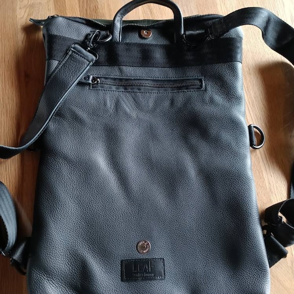 Slouchy Black Leather Backpack, Women Black Backpack, Wife Gift ...