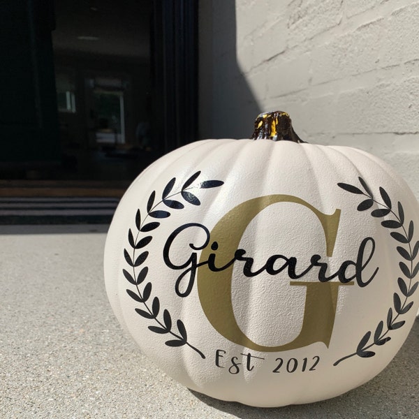 Personalized Pumpkin With Family Name Monogram for Fall Home Decor ...