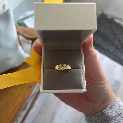 10k Solid Gold Custom Name Double Finger Ring Personalized Two Finger ...