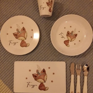 Children's Dishes Set With Name Fox | Etsy