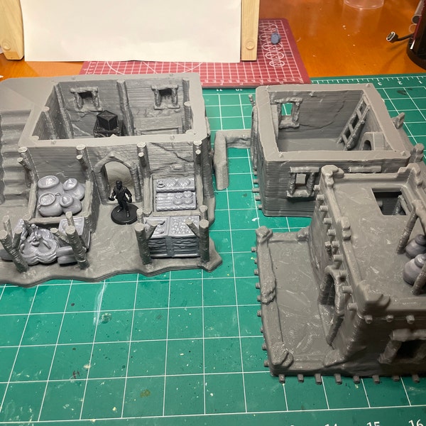 Town Buildings Set 3D Print, Modular Village District, 28mm Terrain ...