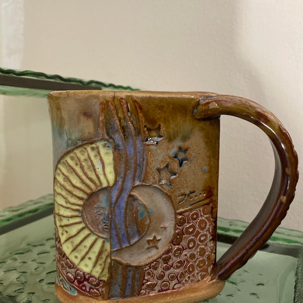 Sun and Moon Pottery Mug: Handmade Ceramic Coffee Cup, Astrology Gift ...