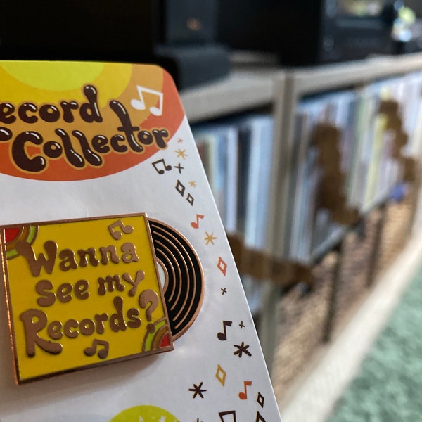 Record Collector Retro Enamel Pin - Etsy