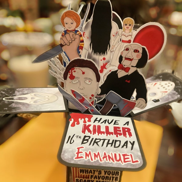 Scary Movie Box Card, Horror Film Card - Etsy