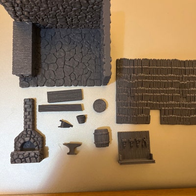 Inn / Bedroom Set 1 Dnd Pathfinder Separate Wall Dungeon Terrain Ruined ...