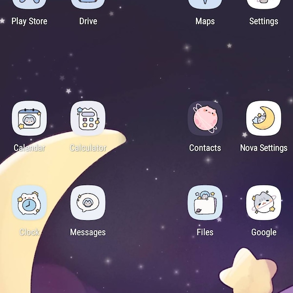 Galaxy Kitty App Icon Set | Kawaii Aesthetic Theme for Android Ios ...