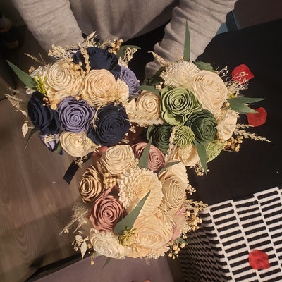 Wedding Bouquet, Bridal Bouquet, Sola Flower, Wedding Flower, Wooden ...