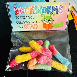 Bookworm Gift Tag - Treat Bag Tag Printable - Etsy