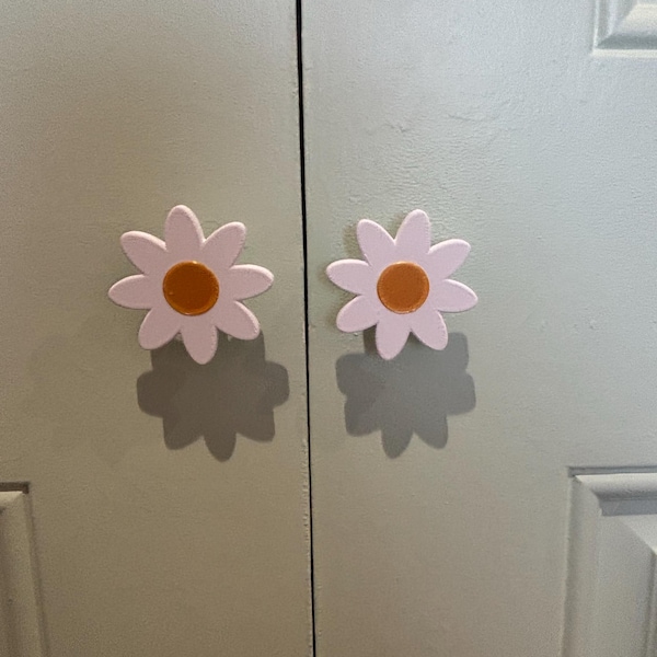 Large Daisy Flower Wardrobe Handles, Flower Bedroom Decor, Flower ...