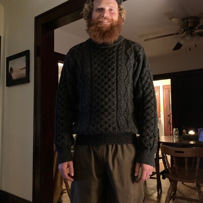 Traditional Aran Sweater 100% Pure New Wool / Pure Soft Merino Wool to ...