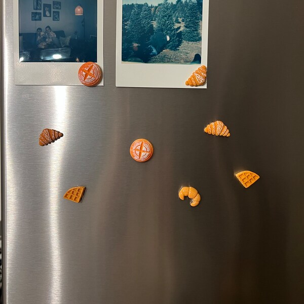 Breakfast Magnet Set, Croissant Bread Waffle Magnet, Gift for Baker ...