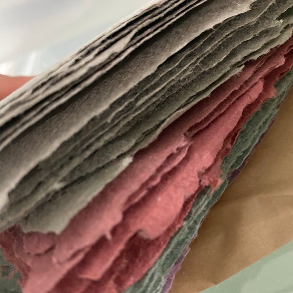 10 Assorted Sheets of Handmade Recycled Paper, Eco Friendly, Textured ...