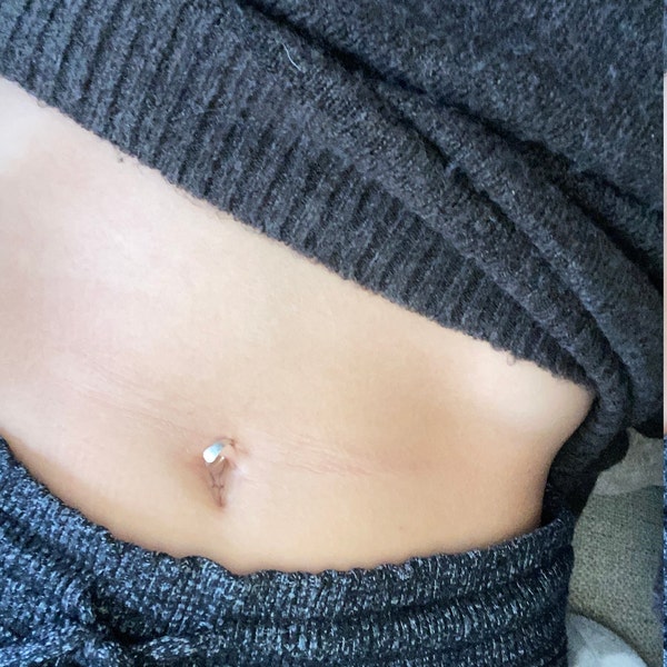 Navel Ring, Sterling Silver Navel Ring, 14, 16 18, 19, 20 Gauge ...