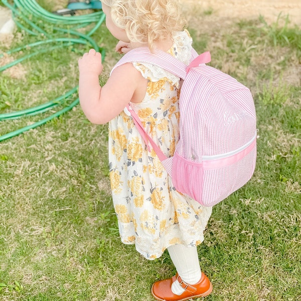 Personalized Baby Backpacks, Monogrammed Toddler Backpacks, Seersucker ...