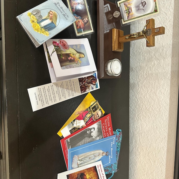 Catholic Wooden Tabletop Altar: Portable Home Sanctuary With Rosary and ...
