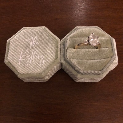Triple Slot Octagon Velvet Ring Box Custom Wedding Ring Box Engagement ...