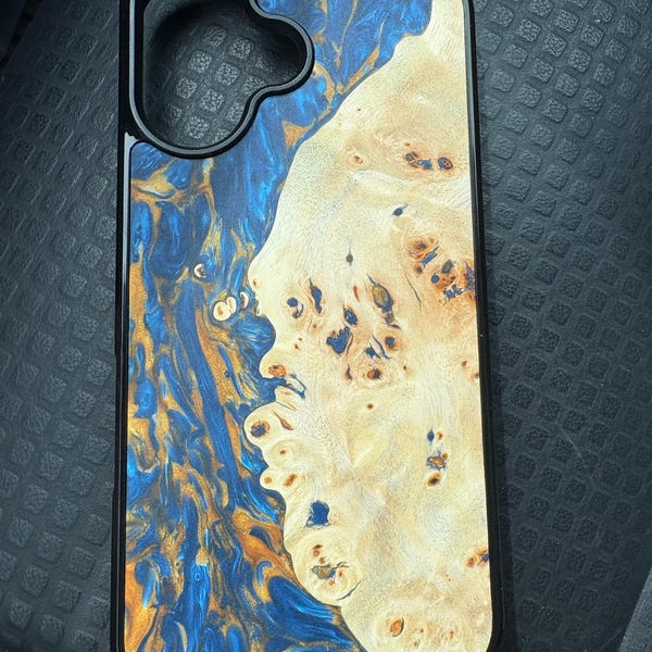 Premium Kintsugi Wood + Epoxy iPhone Case | Gold Vein Resin Design ...