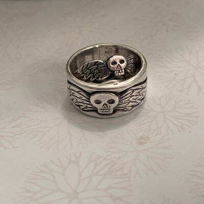 Mini Taphophile Ring in Sterling Silver or Gold Memento Mori - Etsy