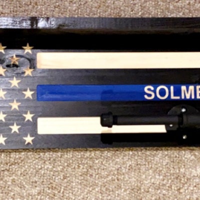 Engraved Personalized Police Gear Rack Thin Blue Line Galvanized Steel ...