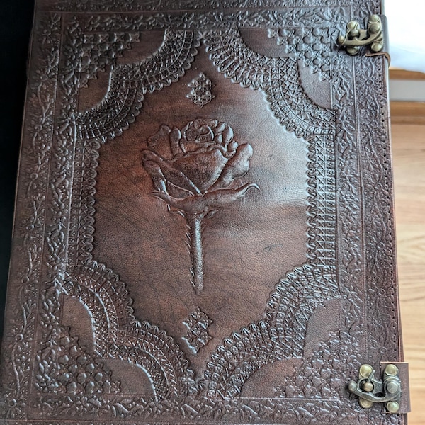 Rose Flower Leather Journal Embossed Diary Notebook Sketchbook ...