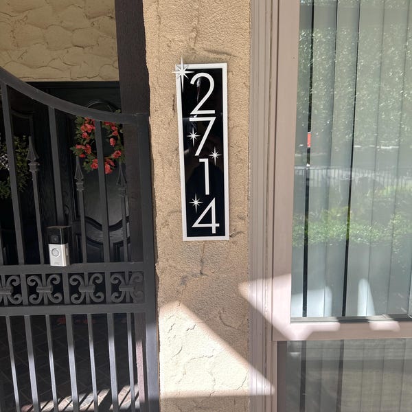 Mid Century Modern "frequency" Address Sign | Vertical Modern House ...