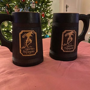 The Green Dragon Beer Stein Personalized Wooden Mug 0.7 L 23oz Natural ...