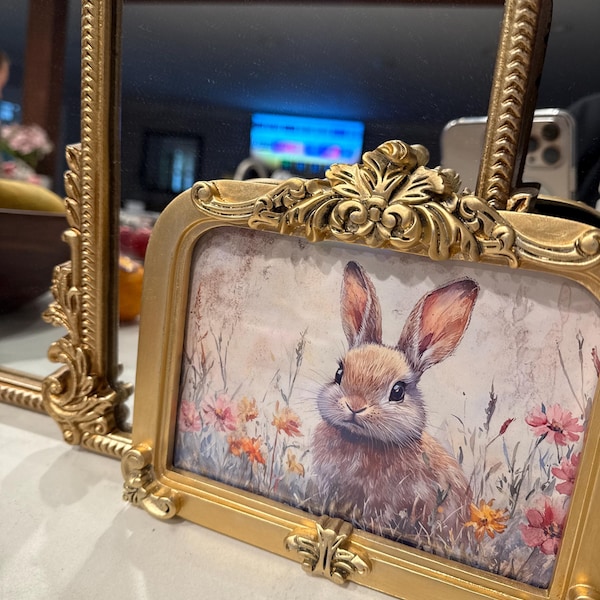 Easter Bunny Painting, Moody Vintage Spring Wall Print, Rabbit Print ...