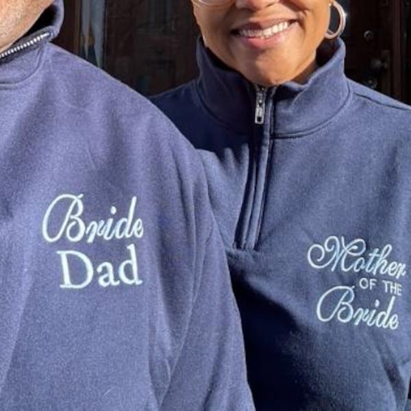 Mother of the Bride Embroidered Quarter Zip Sweatshirt, Personalized ...