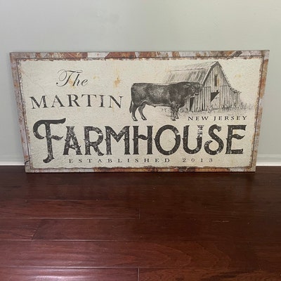 Farmhouse Sign Farm Sign Cattle Ranch Canvas Farm Wall Decor Last Name ...