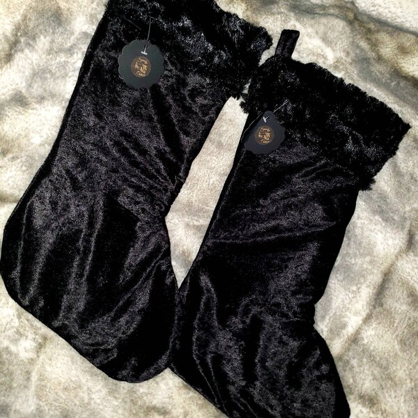 Gothic Christmas Stocking Black Velvet With Red Detailing Holiday Home ...