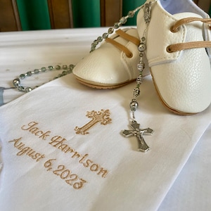 Embroidered Cross Infant Baptism Crib Shoes Ivory Baby - Etsy