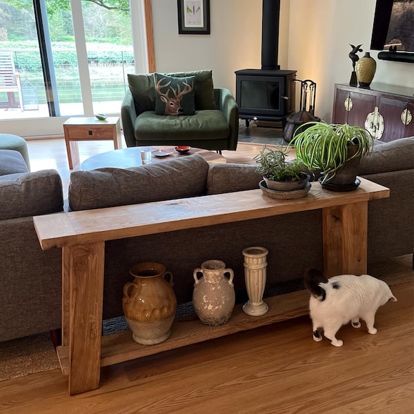 Oak Wood Console Table Modern Rustic , Hallway Table Modern Farmhouse ...