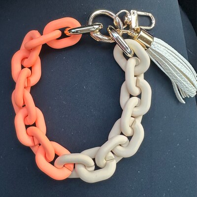 Chunky Chain Link Wristlet Keychain Acrylic Bangle Key Ring Bracelet ...