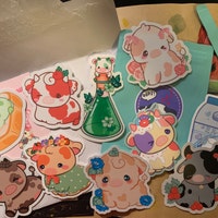 Fruit Cow Stickers, Kawaii Cow Sticker, Cute Strawberry Cow Sticker ...