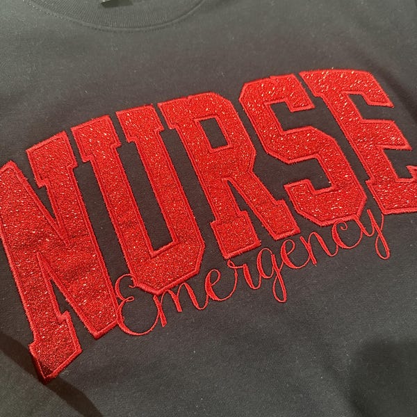 Embroidered Glitter Nurse Sweatshirt - Etsy
