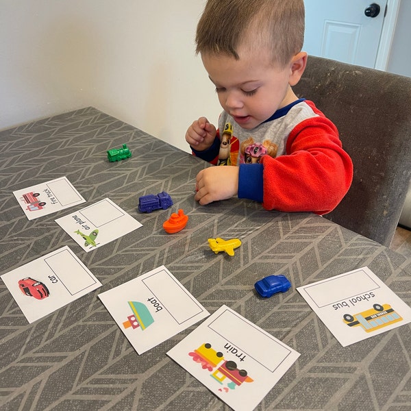 Vehicle Matching Task Box Activity Set- Montessori Learning Toy for ...