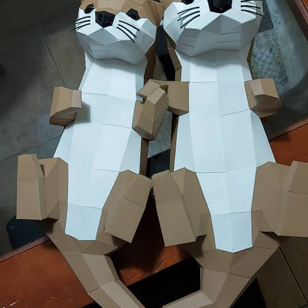 DIY Otter Couple + DXF | Otter Papercraft | Otter Template - Etsy