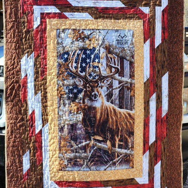 Deer Quilt Fabric Panel / Realtree Patriotic Deer Panel 24x44 Inch ...
