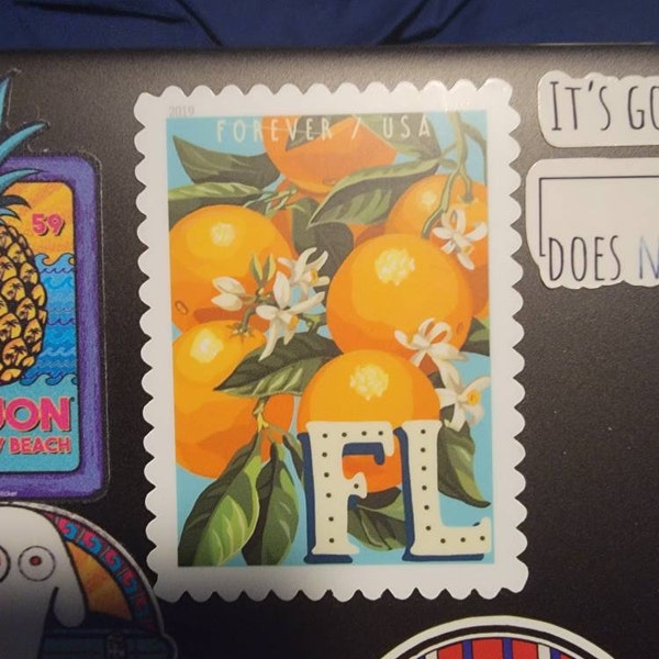 Central Florida Stamp Inspired Waterproof Sticker With Oranges and ...