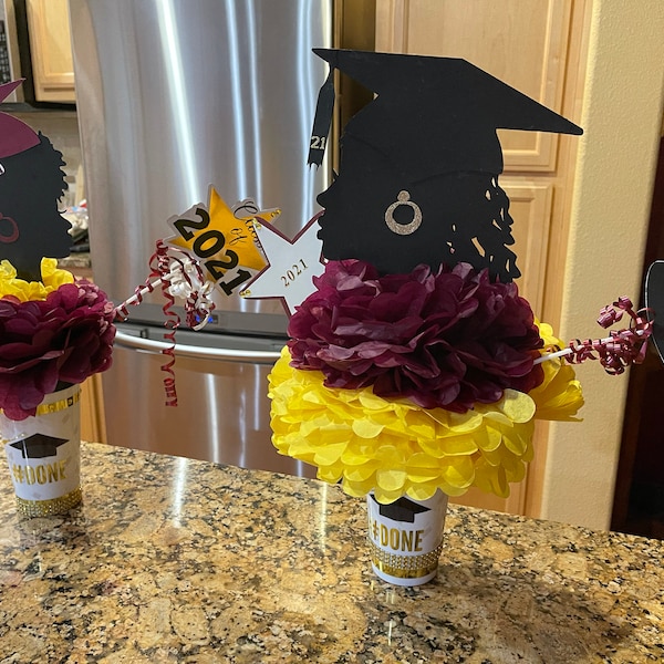 Class of 2024 DIY Graduation Centerpiece, Graduation Afro Boy ...