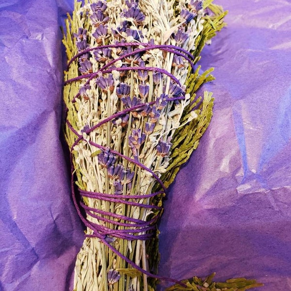Smudge Bundle, Cedar, Sage and Lavender , Hemp Twine, Smudge Stick - Etsy