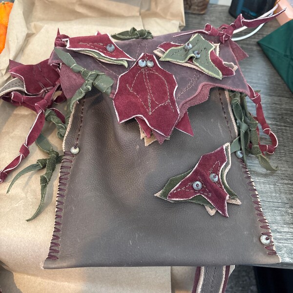 Leather Backpack Purse, Handmade Leather Bag, Leather Leaf Backpack ...