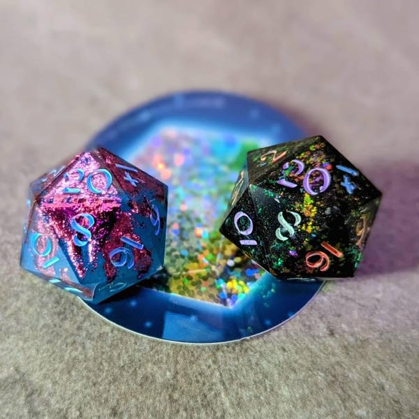 Patchwork Circus - Dnd Single D20 - Sharp Edge Polyhedral Handmade ...