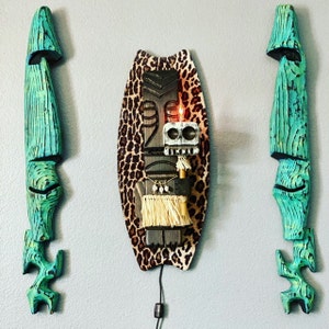 Pair of Handmade Carved Wood Mug Witco Style Tiki Shelves | Etsy