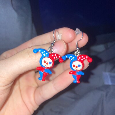 Weirdo Jester Clown Earrings Red or Orange - Etsy