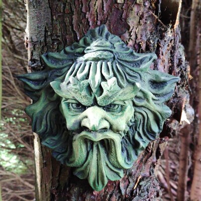 Demon Green Man Garden Wall Plaque Stone Garden Ornament FREE GIFT - Etsy
