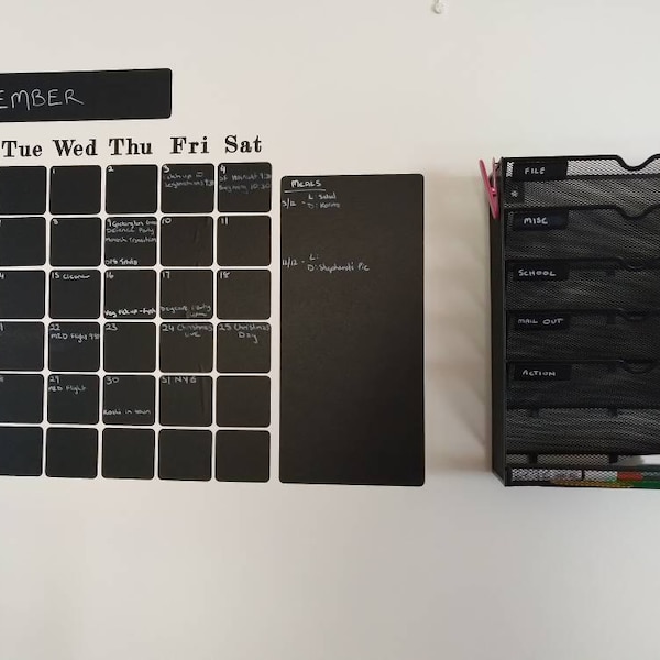 Office Calendar Chalkboard Vinyl Sticker - Editable Organizer Dry Erase ...